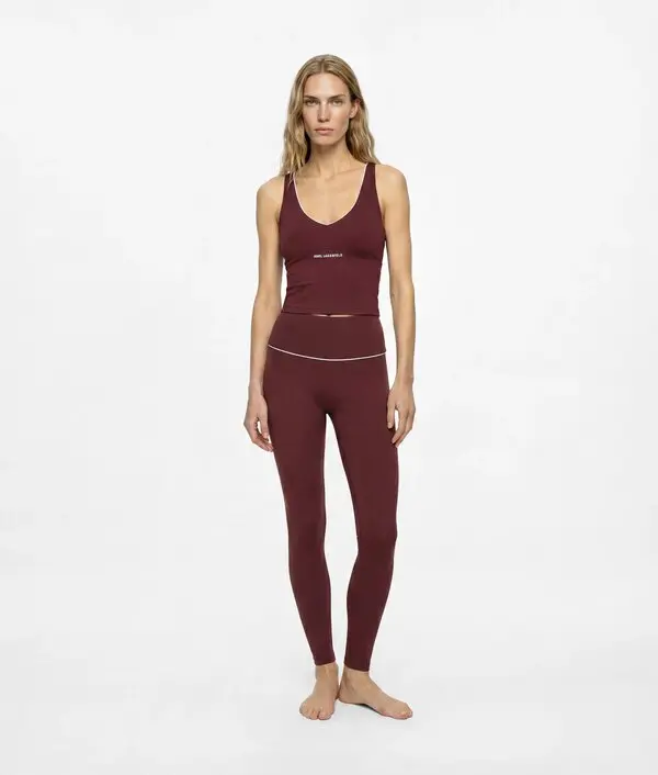 Karl Lagerfeld Contrast Piping Athleisure Tank Top - Windsor Wine
