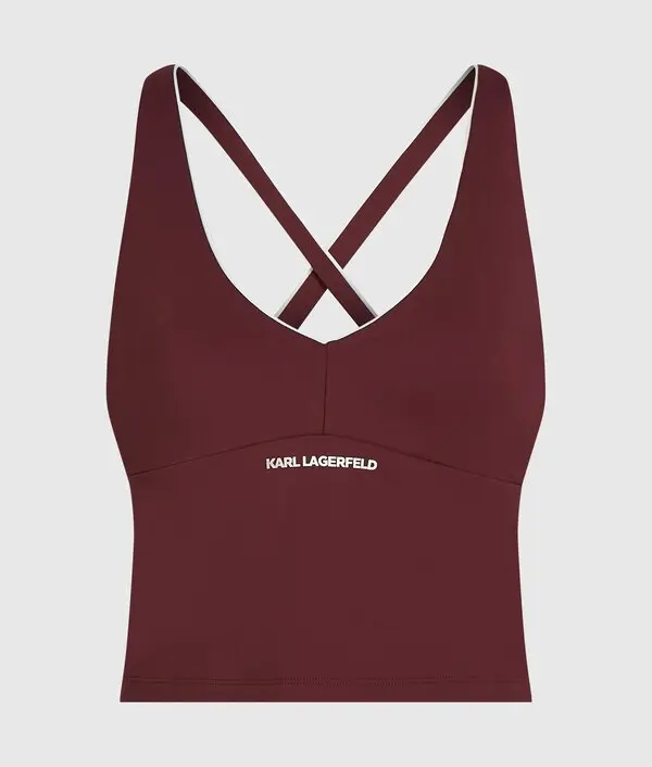 Karl Lagerfeld Contrast Piping Athleisure Tank Top - Windsor Wine