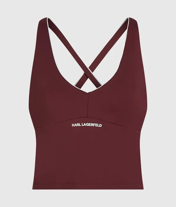 Karl Lagerfeld Contrast Piping Athleisure Tank Top - Windsor Wine
