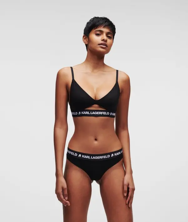 Karl Lagerfeld Logo Peephole Bra - Black