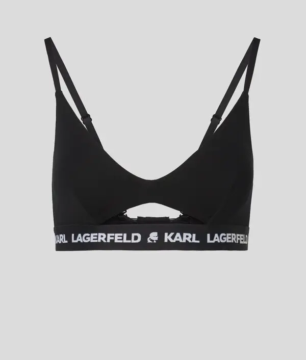 Karl Lagerfeld Logo Peephole Bra - Black