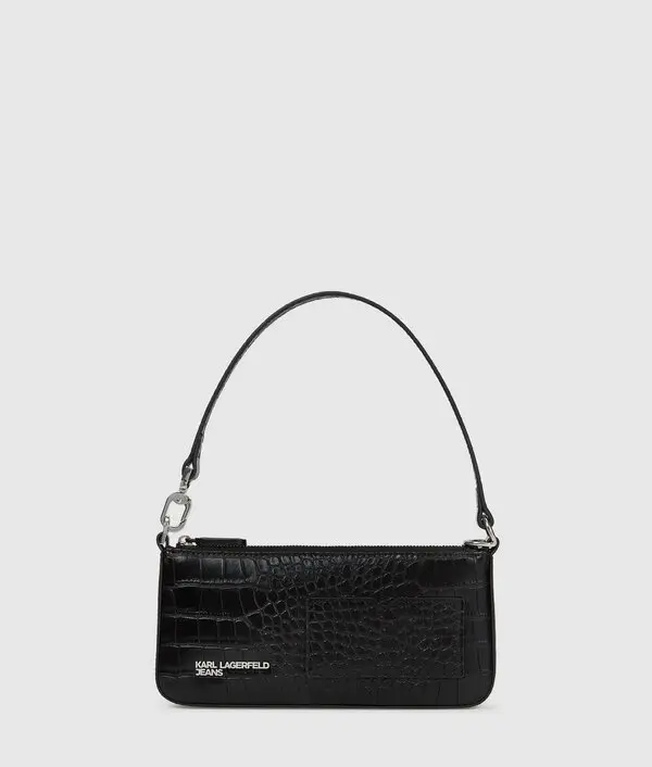 KL JEANS Transformable Croc-effect Pouch - Black