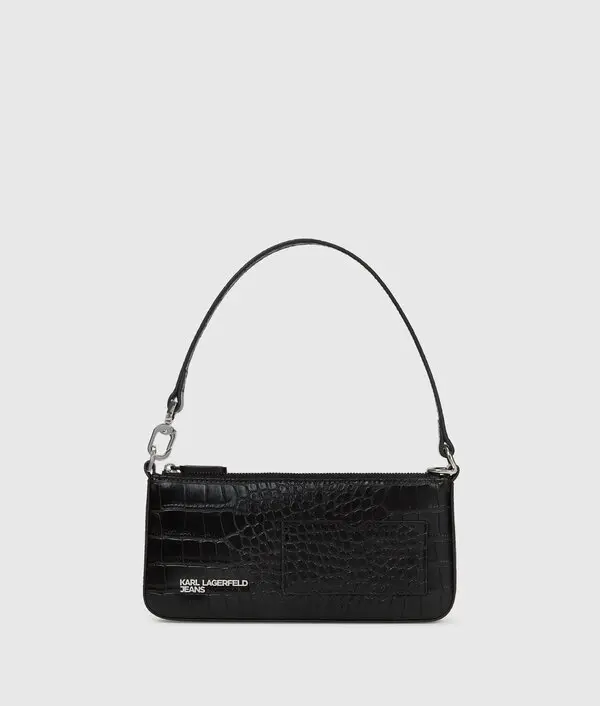 Karl Lagerfeld Transformable Croc-effect Pouch - Black