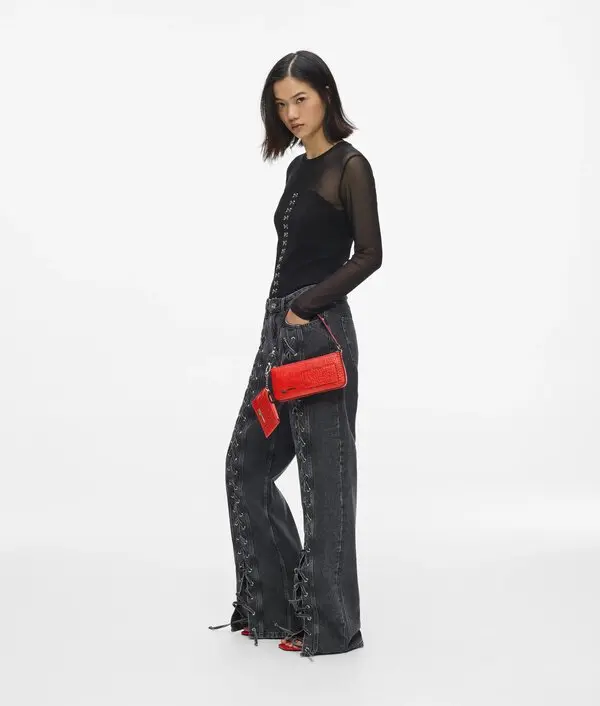 KL JEANS Transformable Croc-effect Pouch - High Risk Red