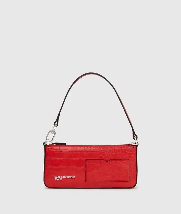 Karl Lagerfeld Transformable Croc-effect Pouch - High Risk Red