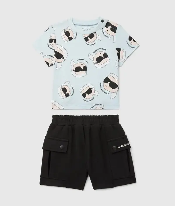 Karl Lagerfeld Baby Ikon Print T-shirt And Cargo Shorts Set - Black/light