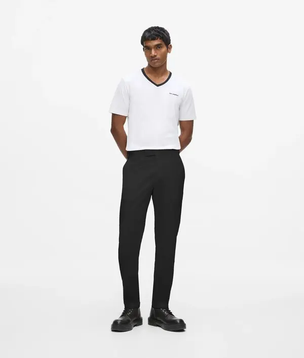 Karl Lagerfeld Contrast V-neck T-shirt - White