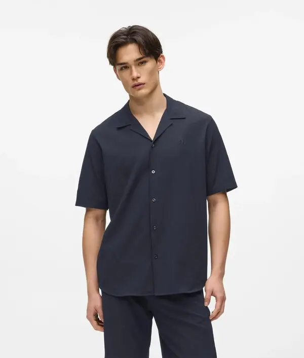 Karl Lagerfeld Monogram Short-sleeved Shirt - Navy