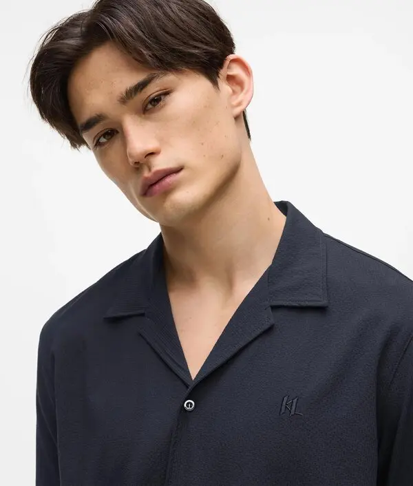 Karl Lagerfeld Monogram Short-sleeved Shirt - Navy