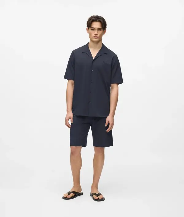 Karl Lagerfeld Monogram Short-sleeved Shirt - Navy