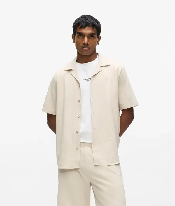 Karl Lagerfeld Monogram Short-sleeved Shirt - Sand