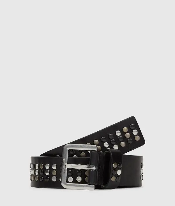 KL JEANS Leather Studded Belt - Black