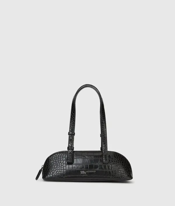 Karl Lagerfeld Croc Effect Shoulder Bag - Black