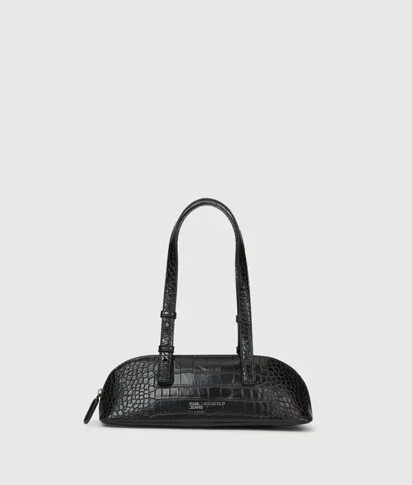 Karl Lagerfeld Croc Effect Shoulder Bag - Black