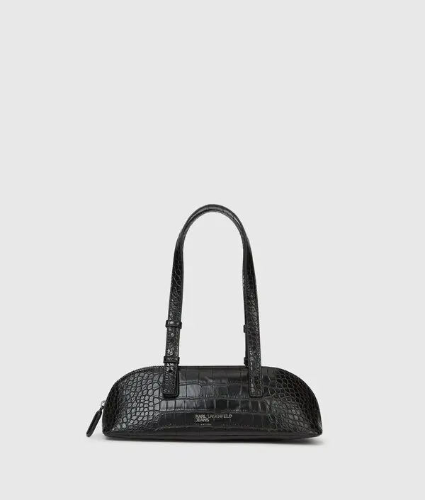 Karl Lagerfeld Croc Effect Shoulder Bag - Black