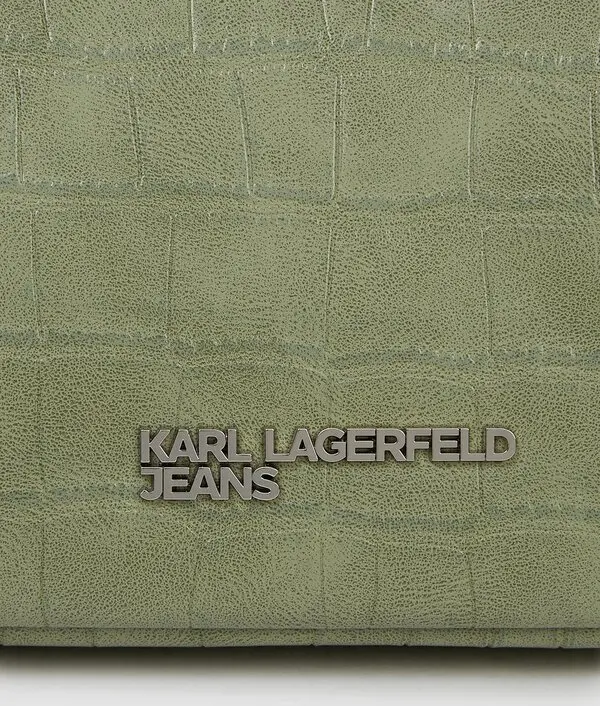 KL JEANS Croc Effect Elongated Shoulder Bag - Tea