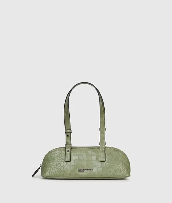 KL JEANS Croc Effect Elongated Shoulder Bag - Tea
