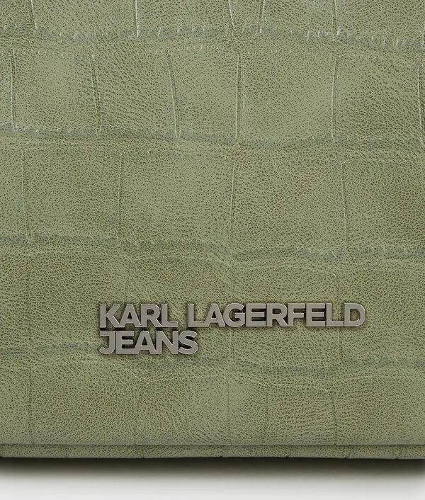 KL JEANS Croc Effect Elongated Shoulder Bag - Tea