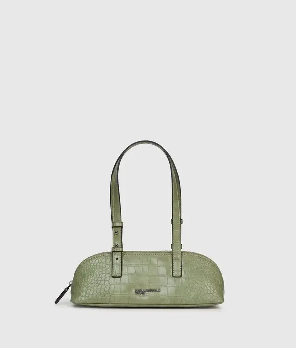Karl Lagerfeld Croc Effect Shoulder Bag - Tea