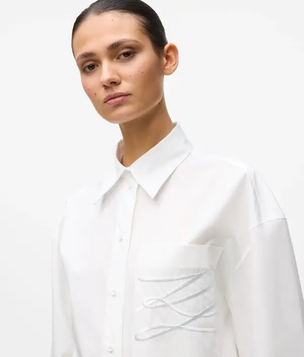 Karl Lagerfeld Autograph Embroidered Organic Cotton Shirt