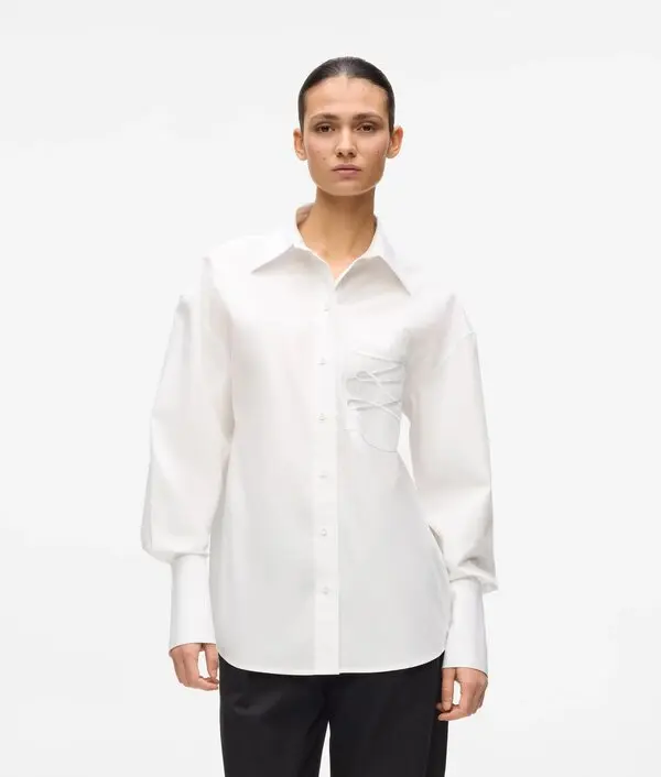 Karl Lagerfeld Autograph Embroidered Organic Cotton Shirt - White
