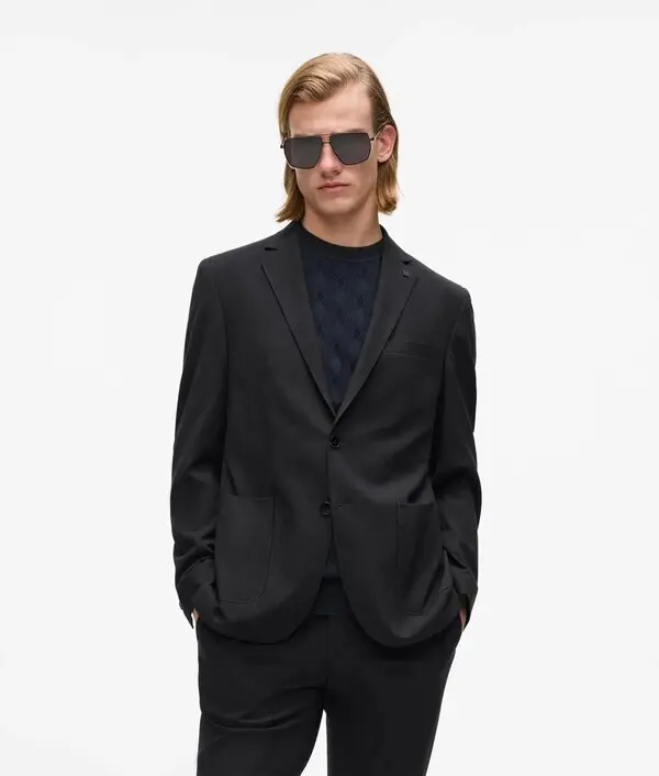 Karl Lagerfeld Patch Pocket Blazer - Black
