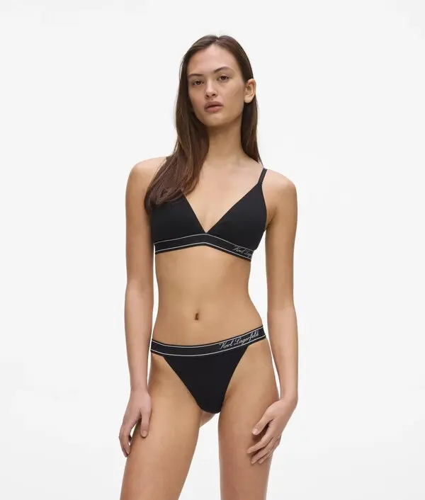 Karl Lagerfeld Piped Triangle Bralette - Black