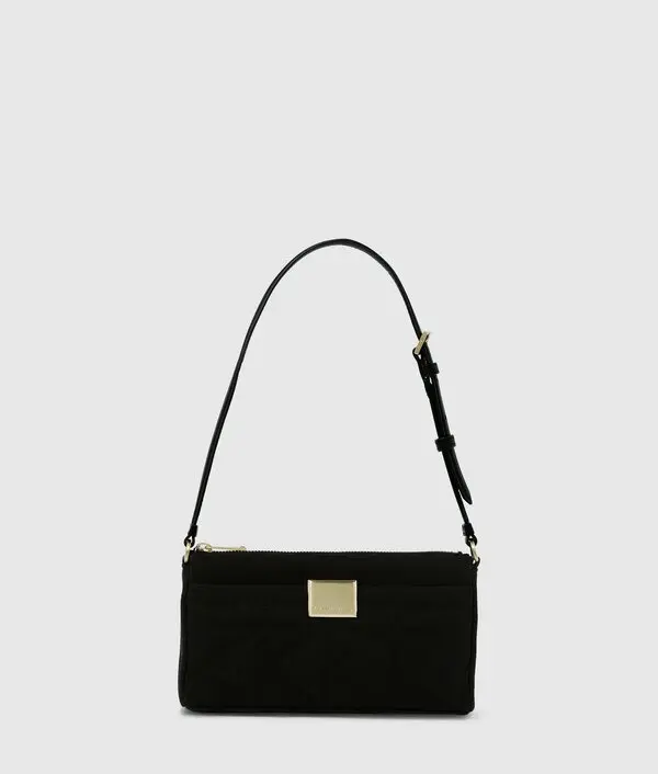 Karl Lagerfeld X Amber Valletta Quilted Canvas Shoulder Bag - Black