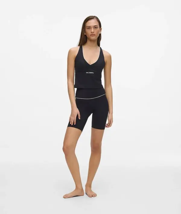Karl Lagerfeld Contrast Piping Athleisure Shorts - Black