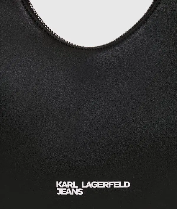 Karl Lagerfeld Rounded Leather Hobo Bag - Black