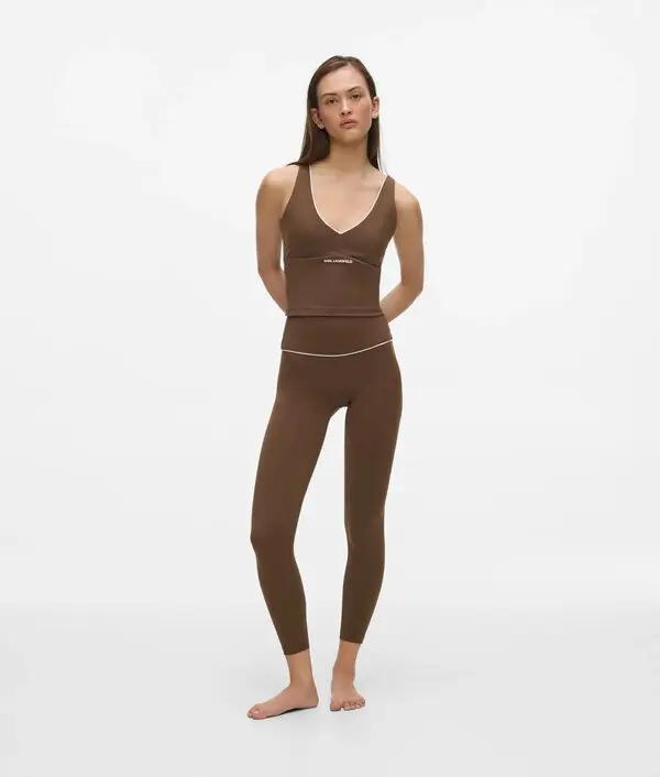 Karl Lagerfeld Contrast Piping Athleisure Leggings - Chestnut