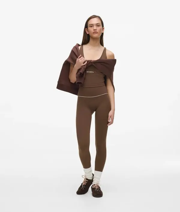 Karl Lagerfeld Contrast Piping Athleisure Leggings - Chestnut
