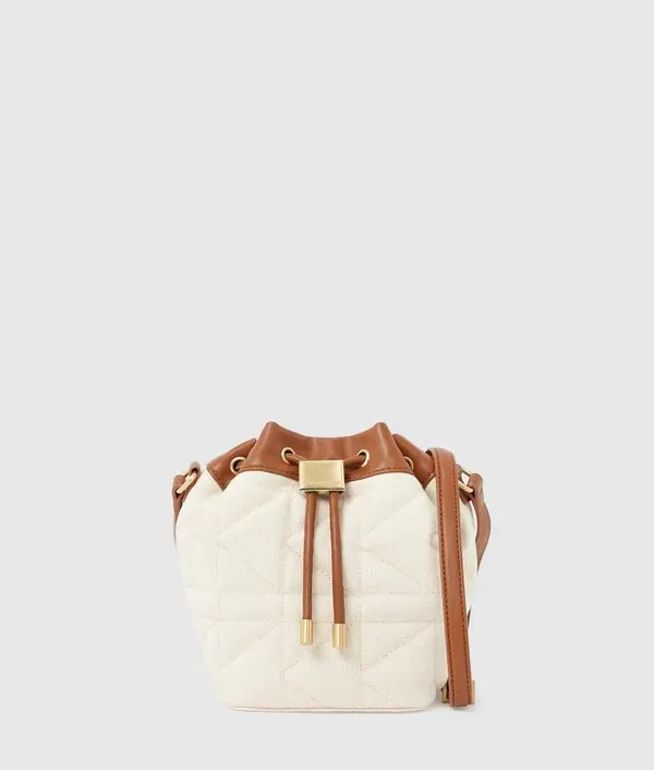 Karl Lagerfeld Kl X Amber Valletta Quilted Canvas Bucket Bag - Natural
