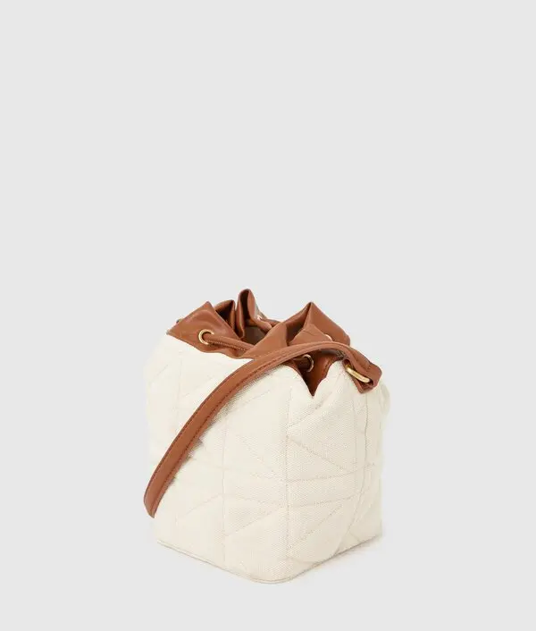Karl Lagerfeld Kl X Amber Valletta Quilted Canvas Bucket Bag - Natural