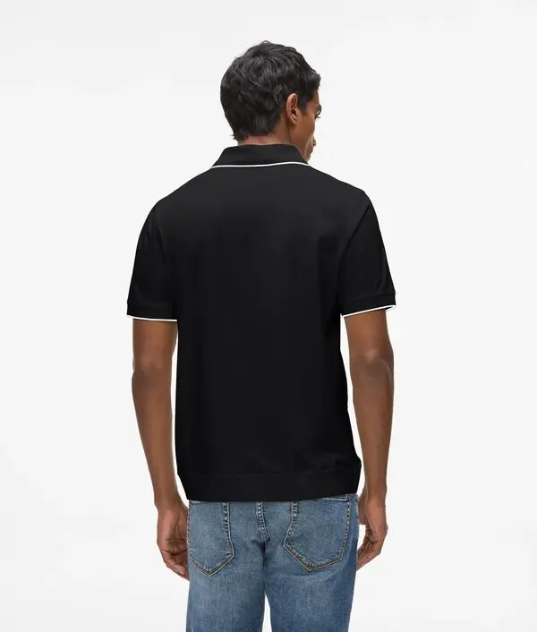 Karl Lagerfeld Zipped Polo Shirt - Black