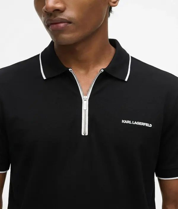 Karl Lagerfeld Zipped Polo Shirt - Black