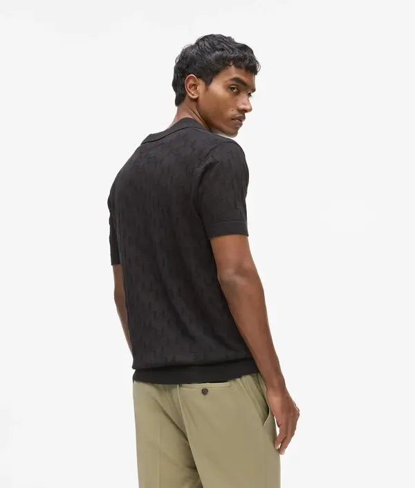 Karl Lagerfeld Monogram Knit Polo Shirt