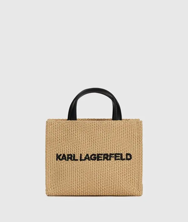 Karl Lagerfeld Small Square Woven Beach Bag - Natural