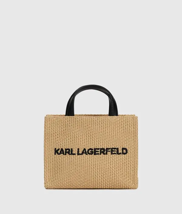 Karl Lagerfeld Small Square Woven Beach Bag - Natural