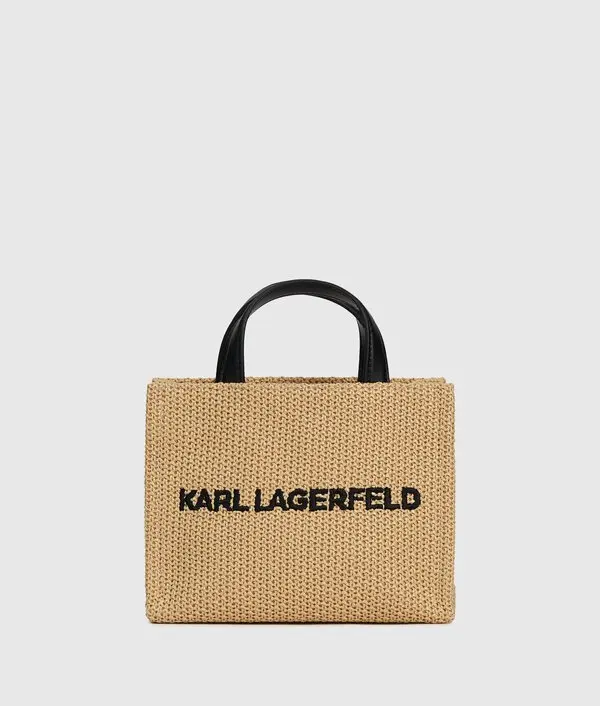Karl Lagerfeld Small Square Woven Beach Bag - Natural