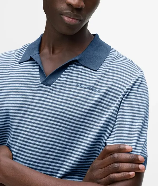 Karl Lagerfeld Striped Knit Polo Shirt