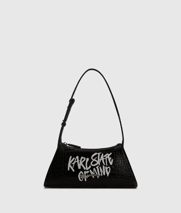 Karl Lagerfeld Croc-effect Small Shoulder Bag - Black