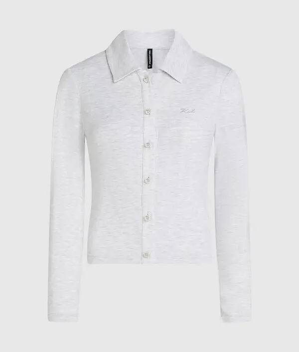 Karl Lagerfeld Faux-pearl Loungewear Cardigan - Light Grey Mel