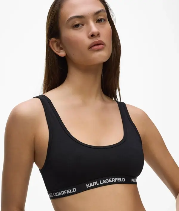 Karl Lagerfeld Logo Scoop-neck Bralette