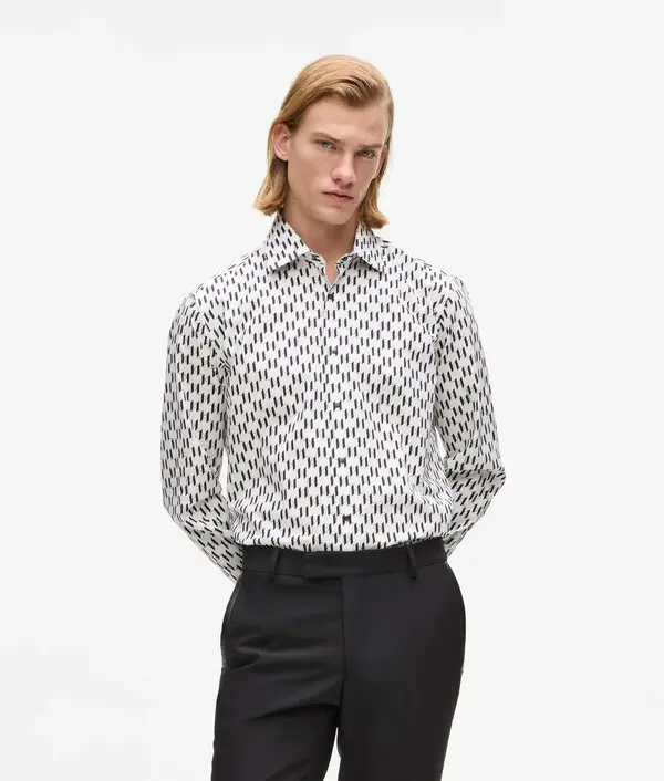 Karl Lagerfeld All-over Monogram Shirt - White/black