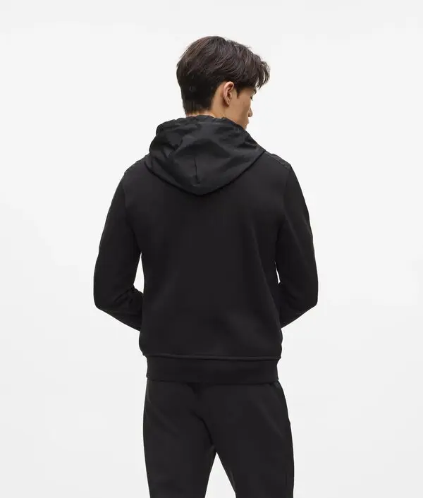 Karl Lagerfeld Cotton Blend Zip-up Hoodie With Nylon Accents And Logo