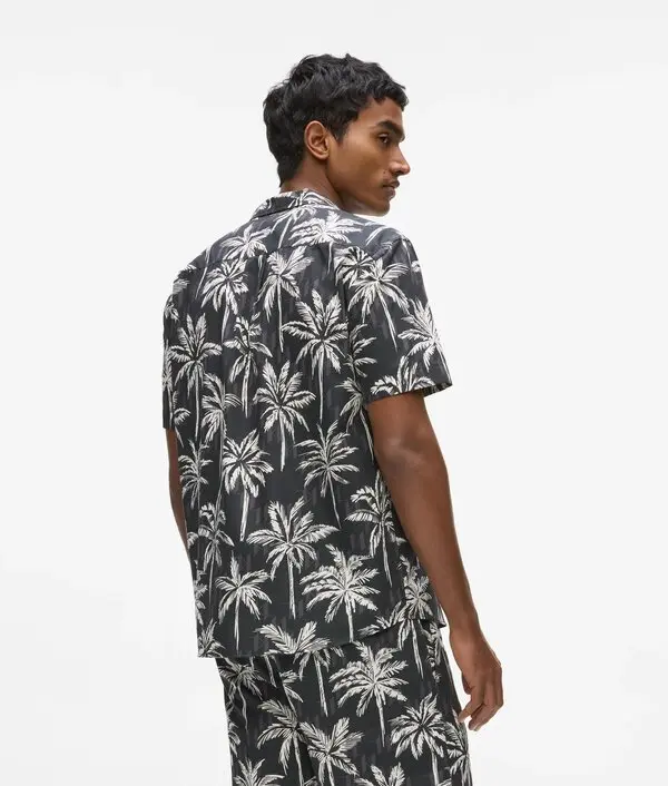 Karl Lagerfeld Palm-print Short-sleeved Shirt