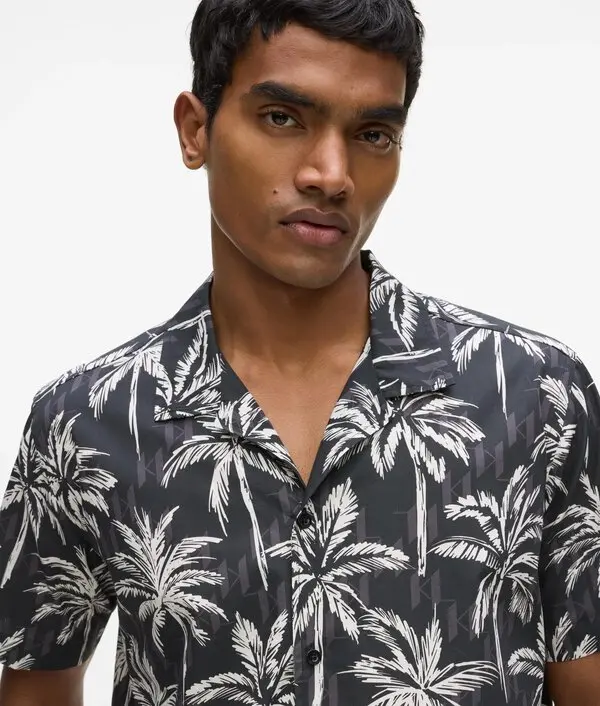 Karl Lagerfeld Palm-print Short-sleeved Shirt