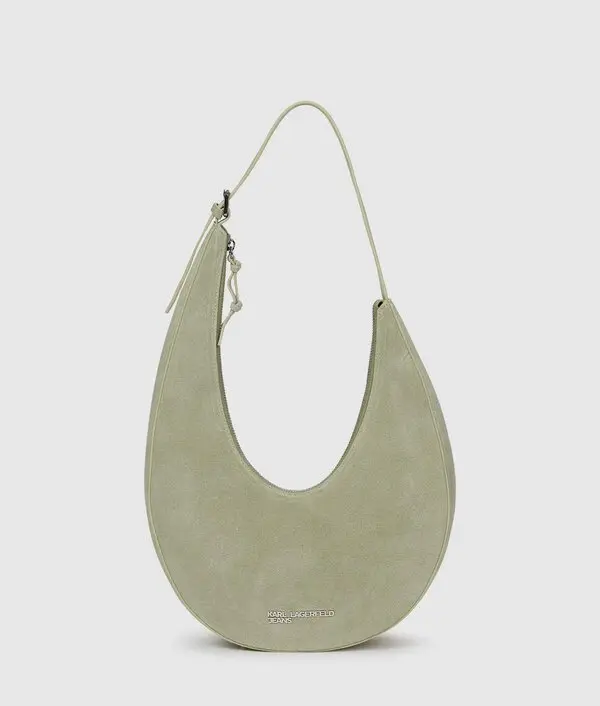 KL JEANS Rounded Suede Hobo Bag - Tea
