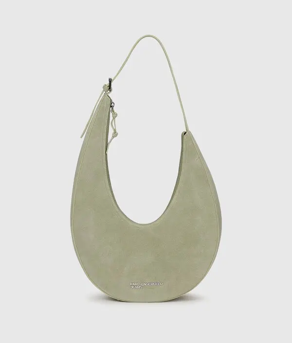 KL JEANS Rounded Suede Hobo Bag - Tea